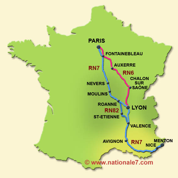 les différents tracé, N7, N6 et Route bleue - L'influx